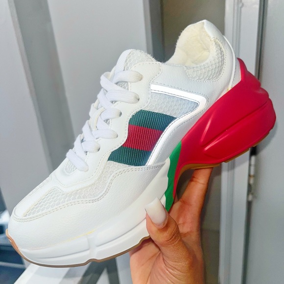 Gucci | Shoes | Gucci Rhyton Mesh Whitegreenred Size Eur 38 Size 8 ...